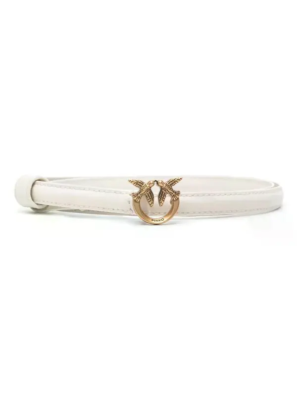 Pinko Logo-buckle Leather Belt - White