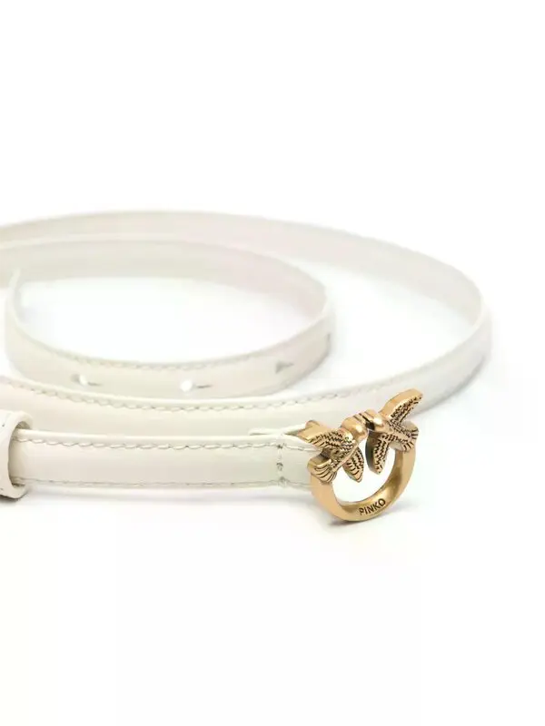 Pinko Logo-buckle Leather Belt - White
