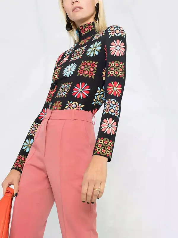 La DoubleJ Floral Turtleneck Top