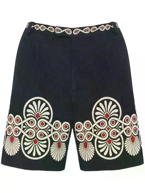 La DoubleJ Medallion-print Cotton Shorts
