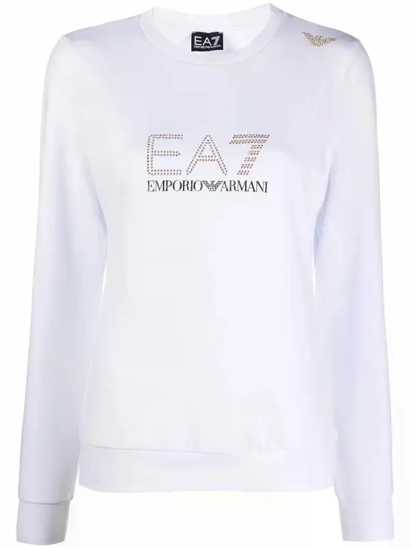 EA7 Stud-detail Long-sleeved T-shirt - White