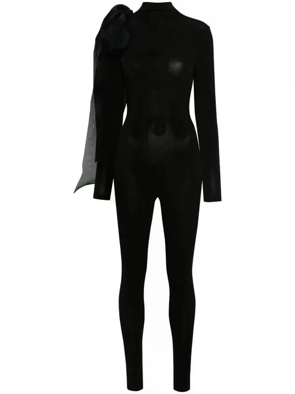ATU BODY COUTURE Ruched Draped Jumpsuit - Black