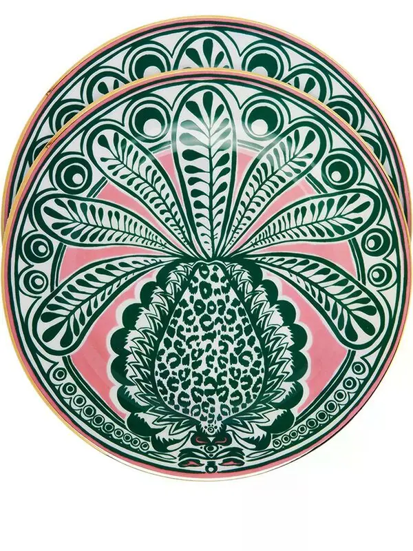 La DoubleJ Pineapple Fuxia Dessert Plates - Pink