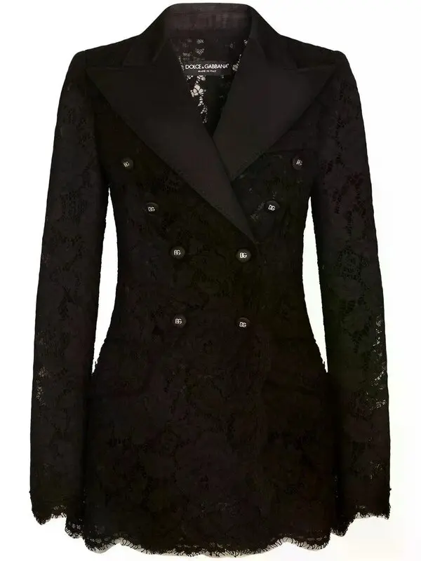 Dolce & Gabbana Lace Detail Double-breasted Blazer