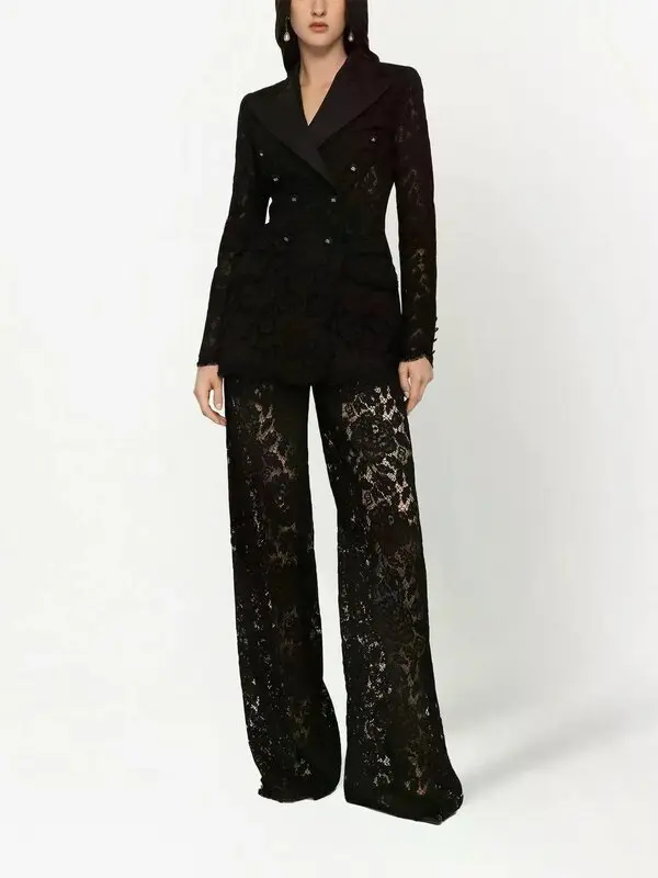 Dolce & Gabbana Lace Detail Double-breasted Blazer