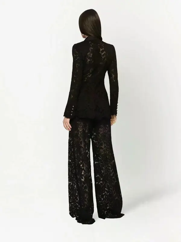 Dolce & Gabbana Lace Detail Double-breasted Blazer