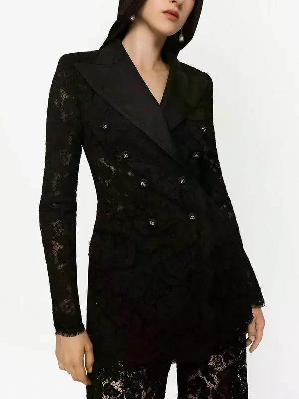 Dolce & Gabbana Lace Detail Double-breasted Blazer