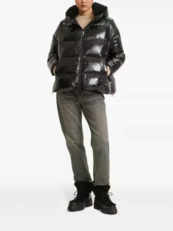YVES SALOMON Duck-down Padded Jacket With Lambskin Trim