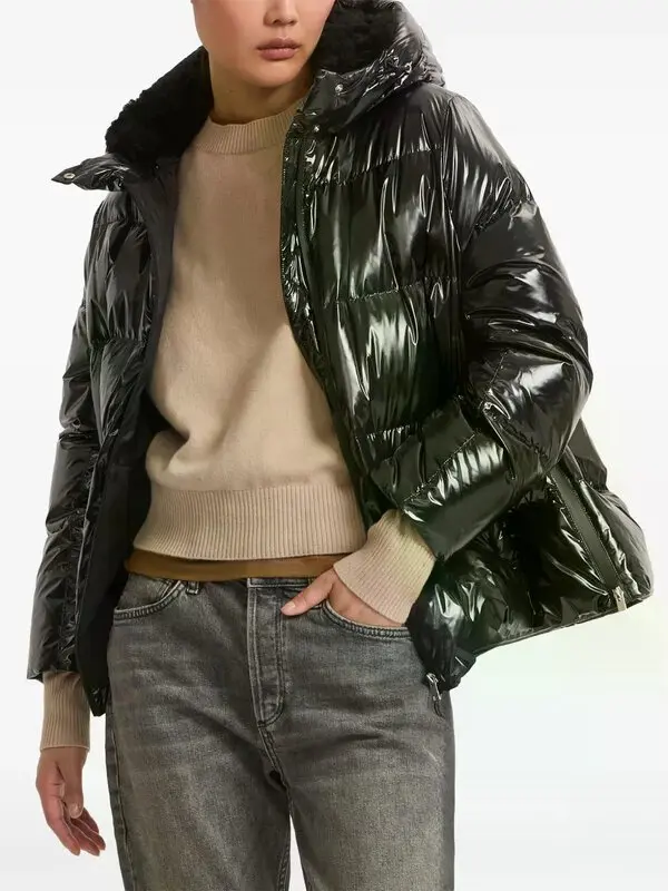 YVES SALOMON Duck-down Padded Jacket With Lambskin Trim
