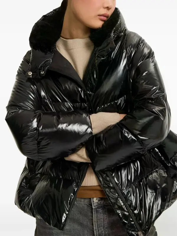 YVES SALOMON Duck-down Padded Jacket With Lambskin Trim