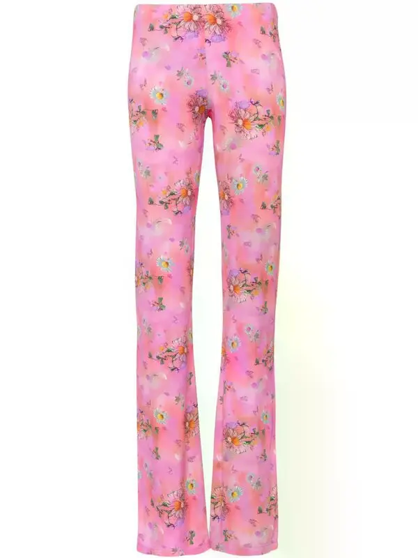 MARGHERITA MACCAPANI Jaz Floral-print Flared Trousers - Pink