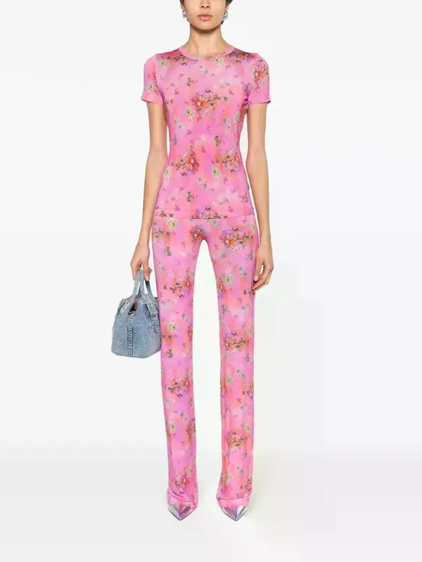 MARGHERITA MACCAPANI Jaz Floral-print Flared Trousers - Pink