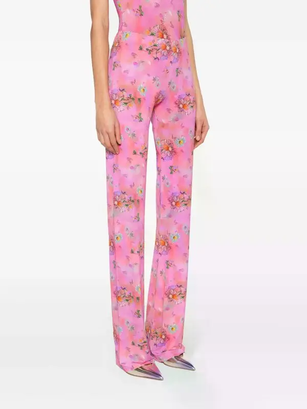 MARGHERITA MACCAPANI Jaz Floral-print Flared Trousers - Pink