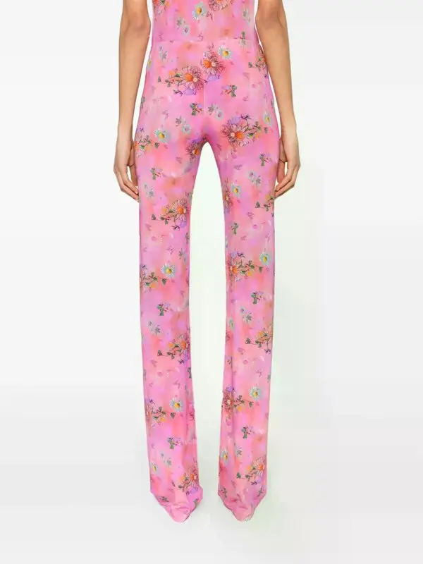 MARGHERITA MACCAPANI Jaz Floral-print Flared Trousers - Pink