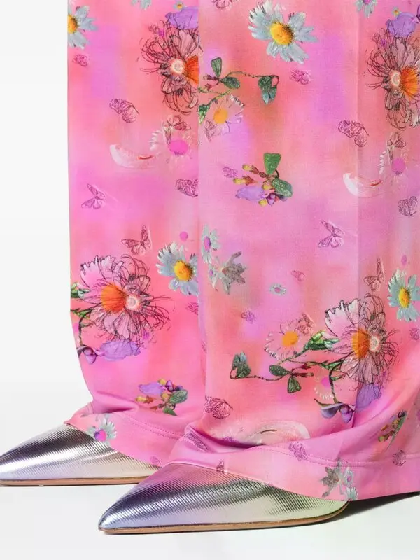 MARGHERITA MACCAPANI Jaz Floral-print Flared Trousers - Pink