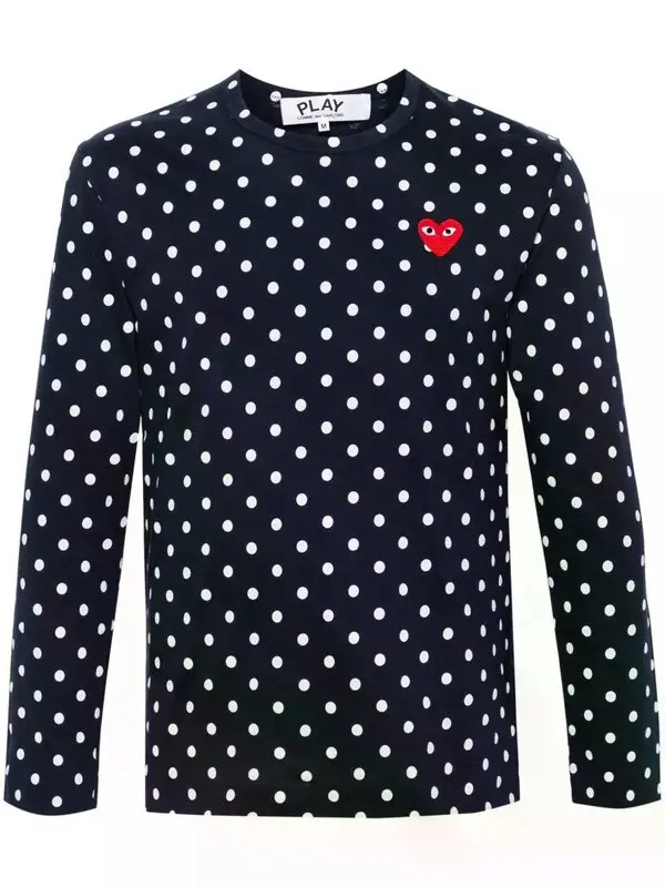 Play Comme Des Garcon Polka-dot Cotton T-shirt - Blue