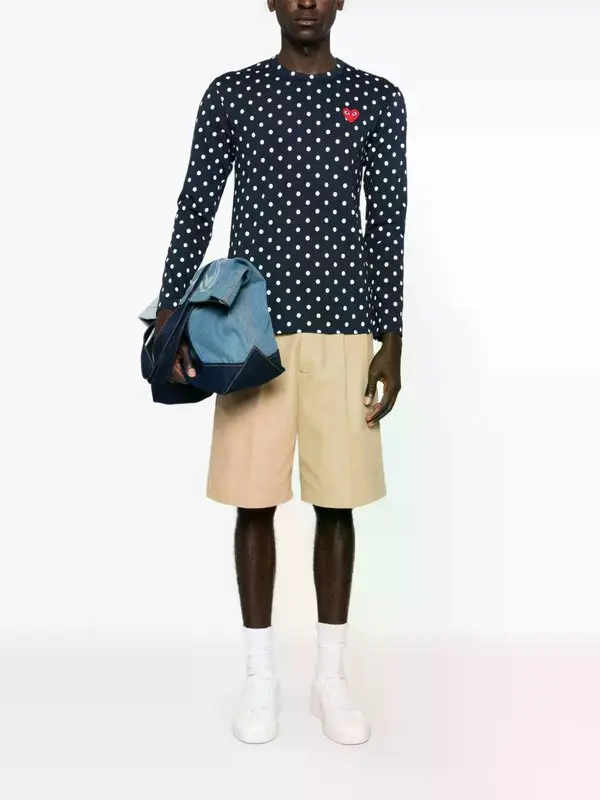 Play Comme Des Garcon Polka-dot Cotton T-shirt - Blue