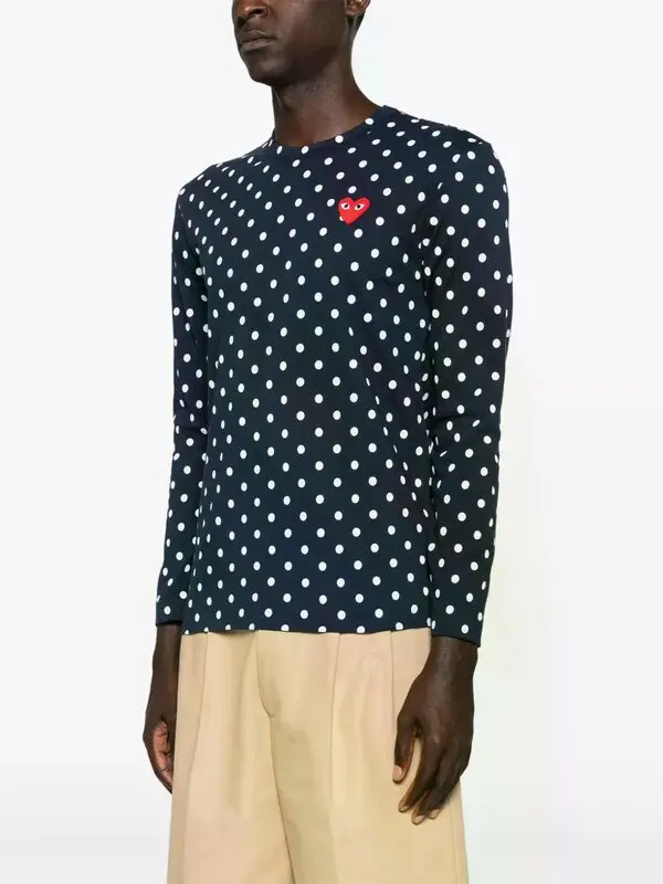 Play Comme Des Garcon Polka-dot Cotton T-shirt - Blue