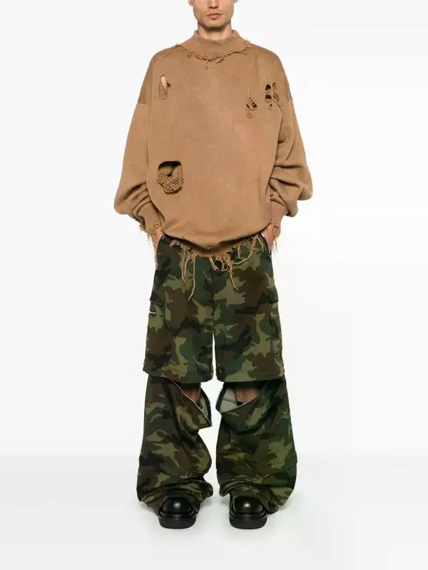 Vetements Distressed Wool Crew Neck Sweater