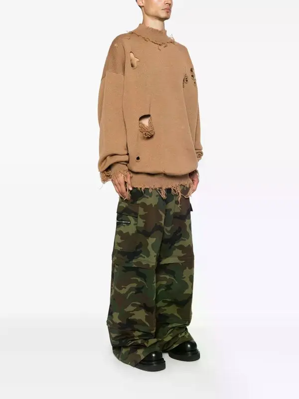 Vetements Distressed Wool Crew Neck Sweater
