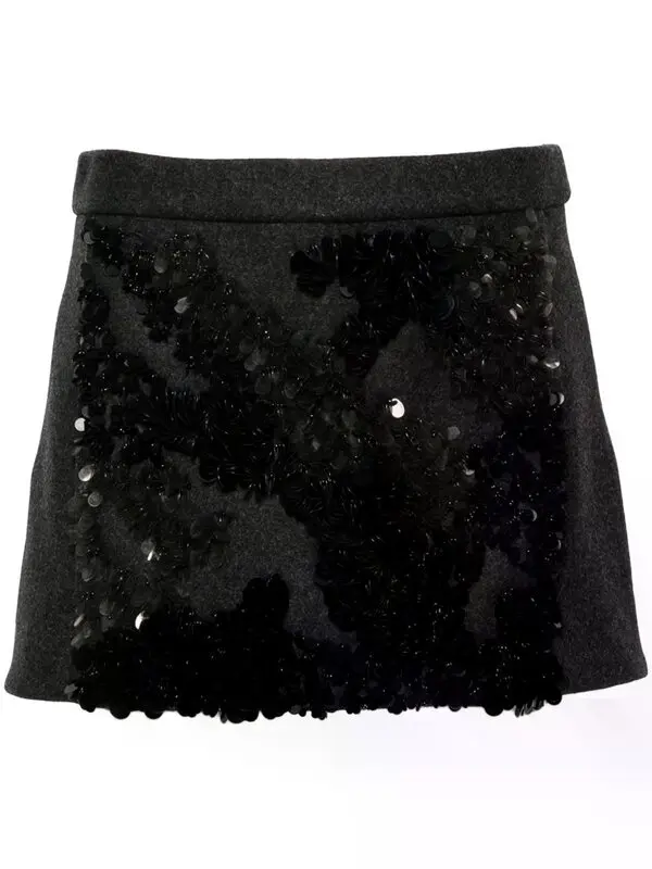Plan C Sequined Mélange-effect Mini Skirt