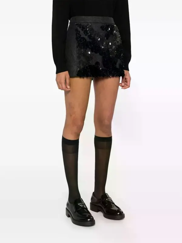 Plan C Sequined Mélange-effect Mini Skirt