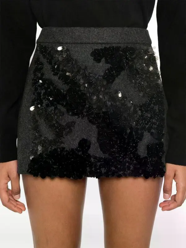 Plan C Sequined Mélange-effect Mini Skirt