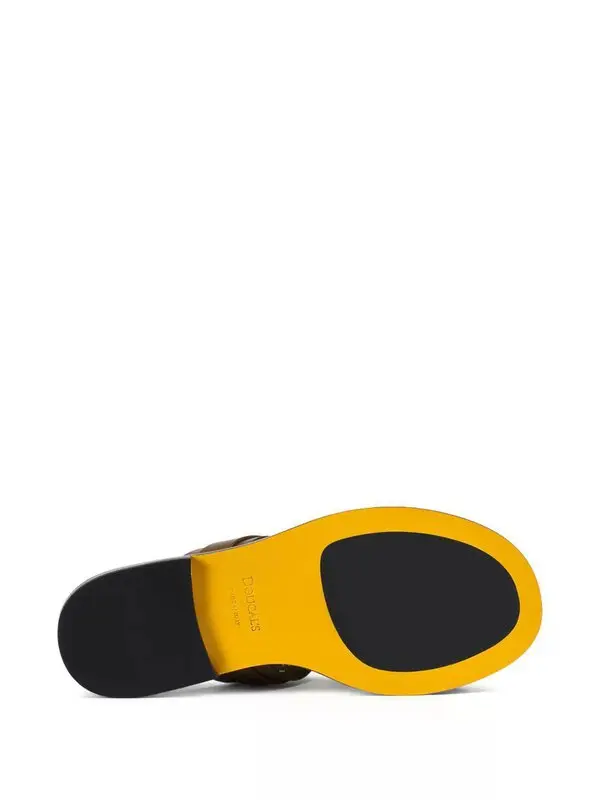DOUCAL'S Studded Leather Slides - Brown