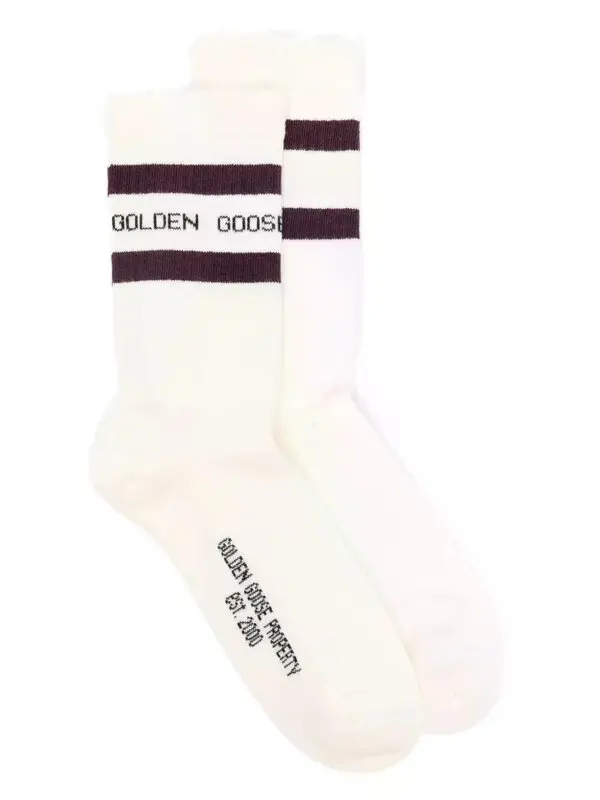 GOLDEN GOOSE Distressed-finish Socks - White
