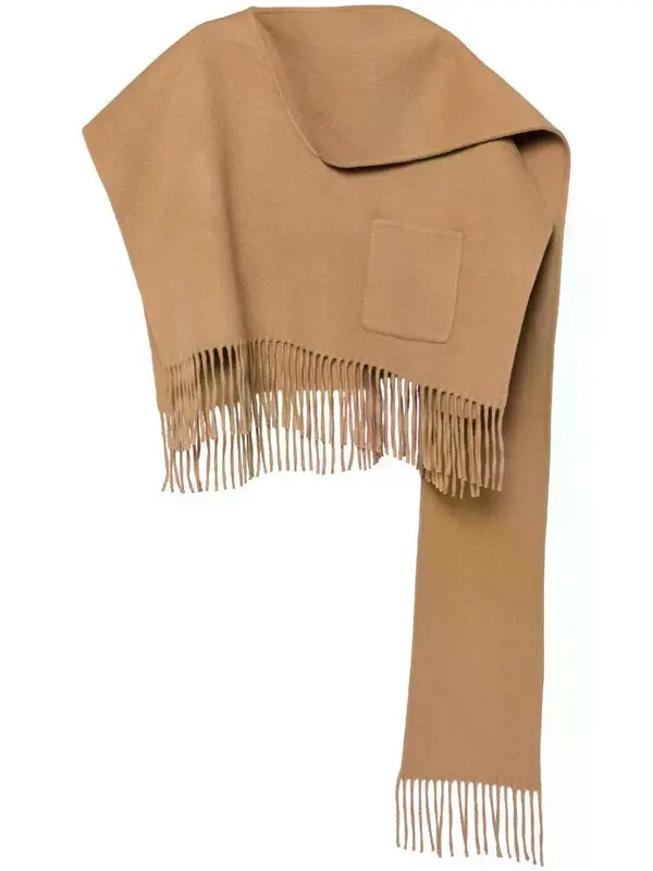 Goen.j Fringed Muffler Poncho - Neutrals