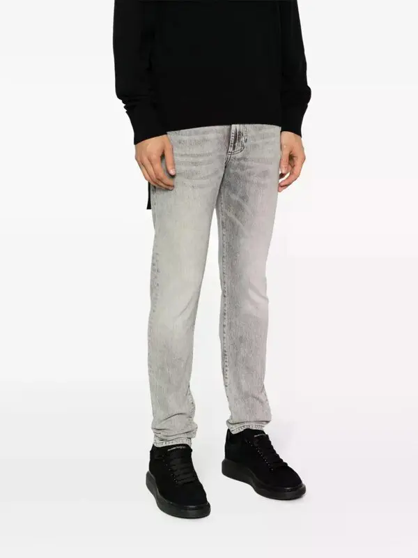 Versace Whiskering-effect Straight-leg Jeans - Grey