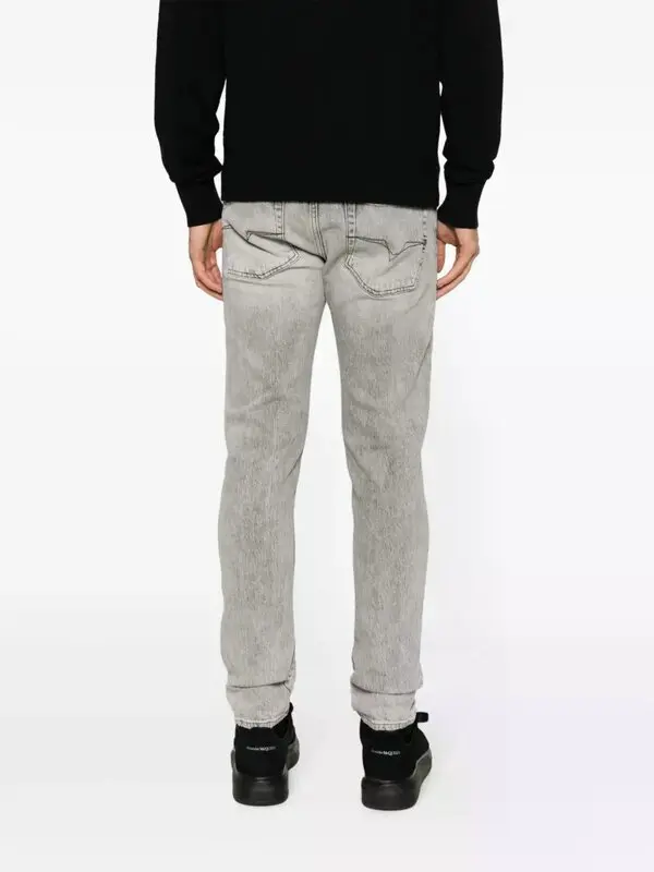 Versace Whiskering-effect Straight-leg Jeans - Grey