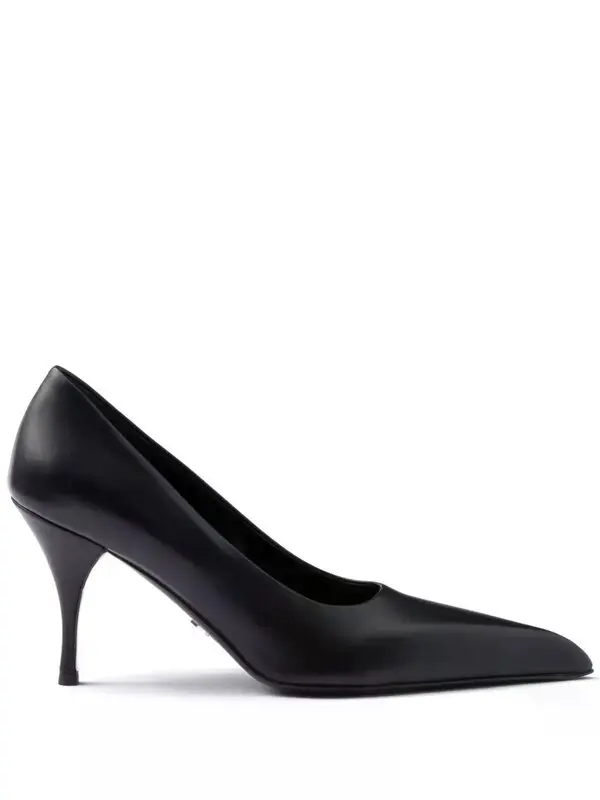Prada 85mm Leather Pointed Toe Pumps - Black