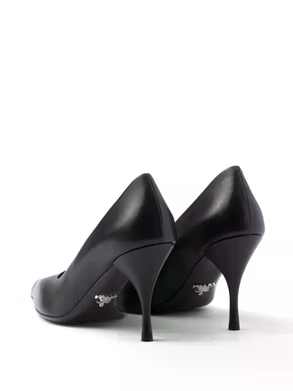 Prada 85mm Leather Pointed Toe Pumps - Black
