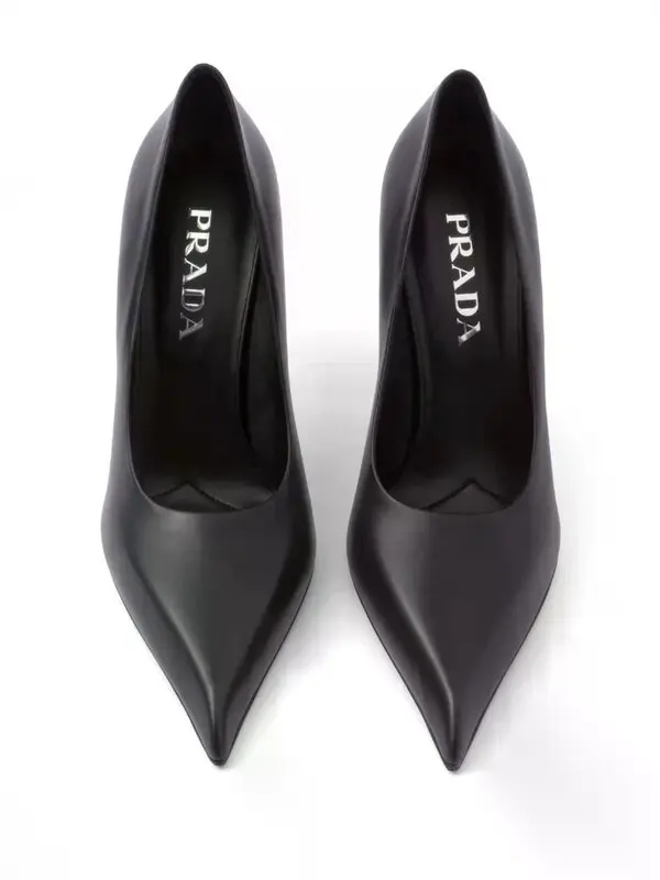 Prada 85mm Leather Pointed Toe Pumps - Black
