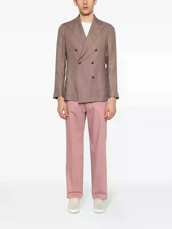 Tagliatore Double-breasted Linen Blazer - Pink