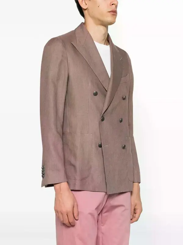 Tagliatore Double-breasted Linen Blazer - Pink