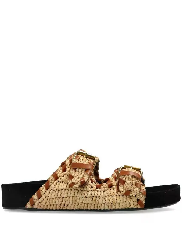 Isabel Marant Étoile Buckled Raffia Sandals - Neutrals