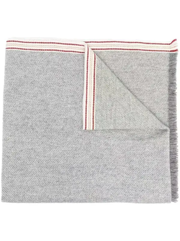 Brunello Cucinelli Cashmere Striped Scarf - Grey