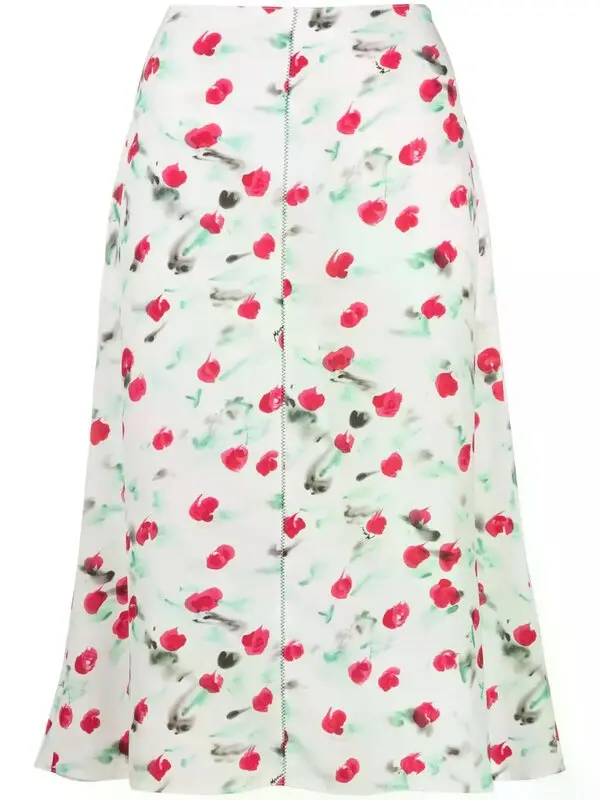 Marni Floral-print Midi Skirt - White