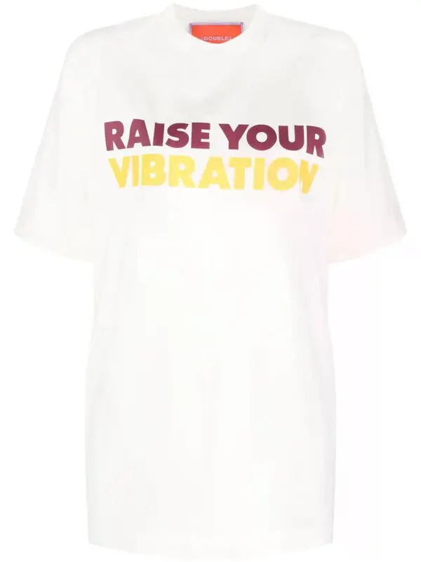 La DoubleJ Raise Your Vibrations Cotton T-shirt - Neutrals
