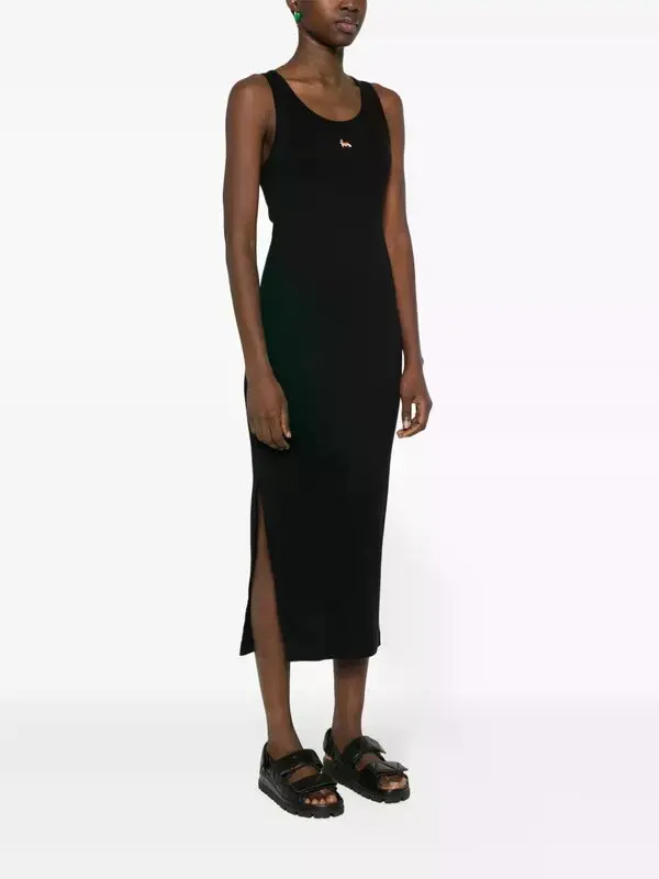 Maison Kitsuné Fox-motif Ribbed Midi Dress