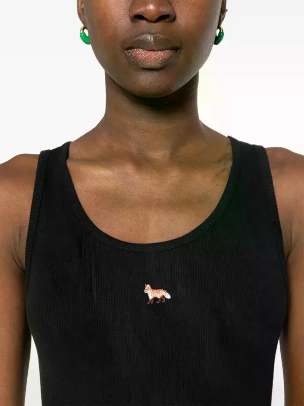 Maison Kitsuné Fox-motif Ribbed Midi Dress