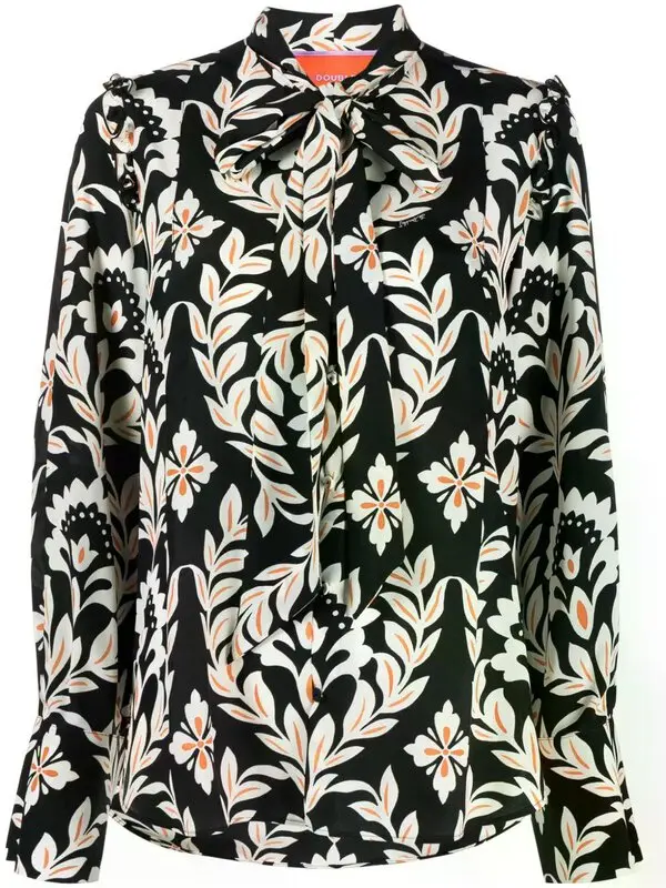 La DoubleJ Ascot Floral-print Silk Shirt