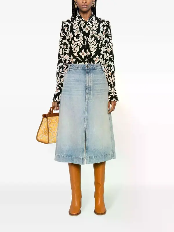 La DoubleJ Ascot Floral-print Silk Shirt