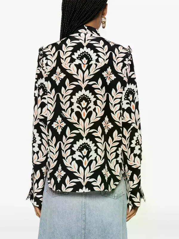 La DoubleJ Ascot Floral-print Silk Shirt