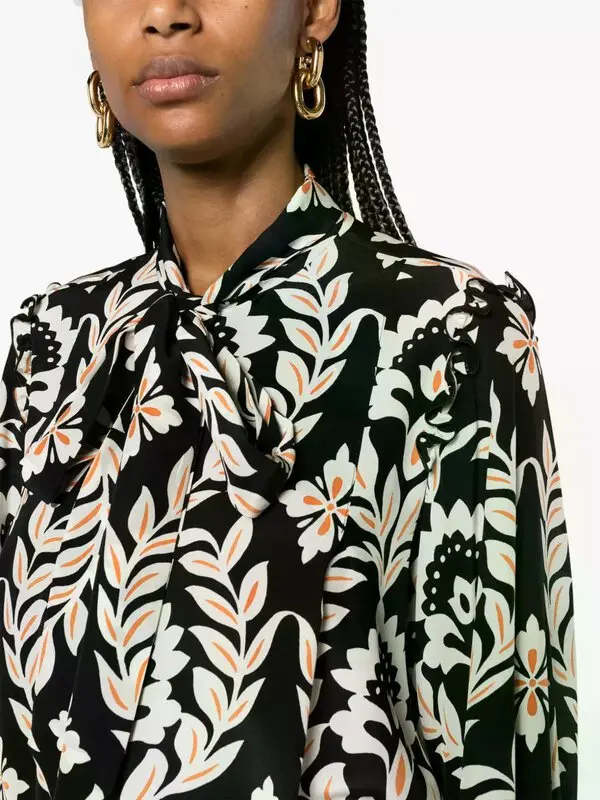 La DoubleJ Ascot Floral-print Silk Shirt