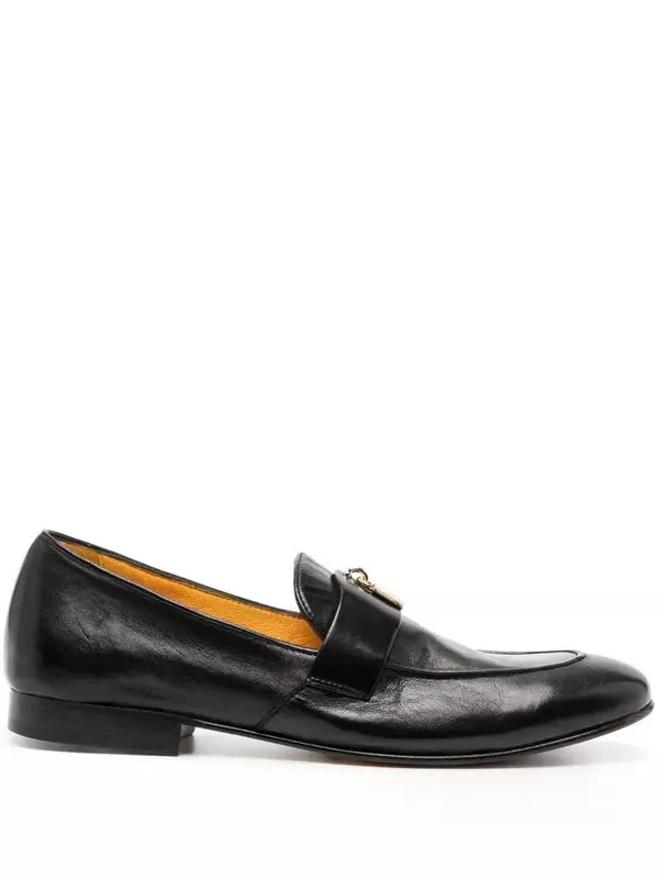 MADISON MAISON Lock Leather Loafers - Black