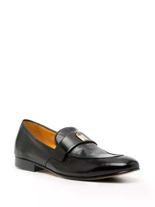MADISON MAISON Lock Leather Loafers - Black
