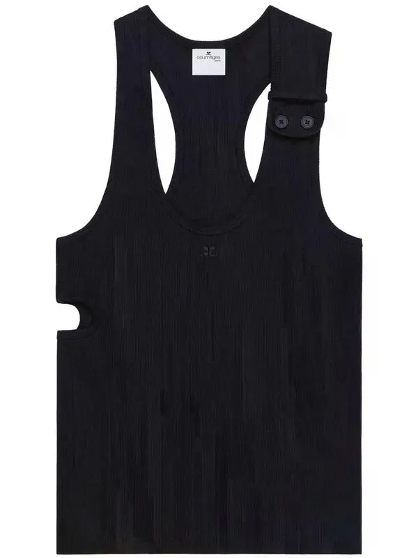 COURREGES Racerback Tank Top With Cut-out Detailing - Black